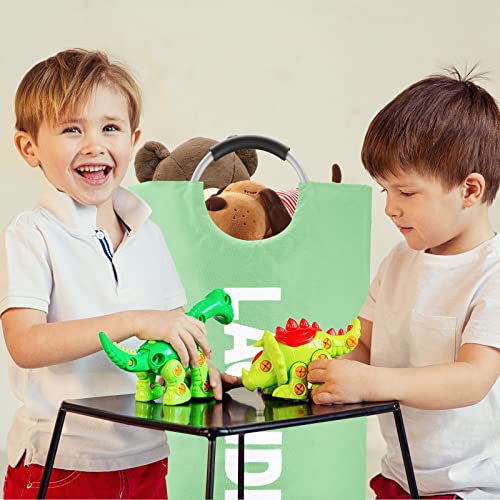 Odonata Large Laundry Basket(7 Colors),Collapsible Fabric Hamper,Tall Foldable Clothes Baskets,Easy Carry Bags, Folding Washing Bin,Hampers for Kids Bedroom,College Dorms.(Light Green,115L)