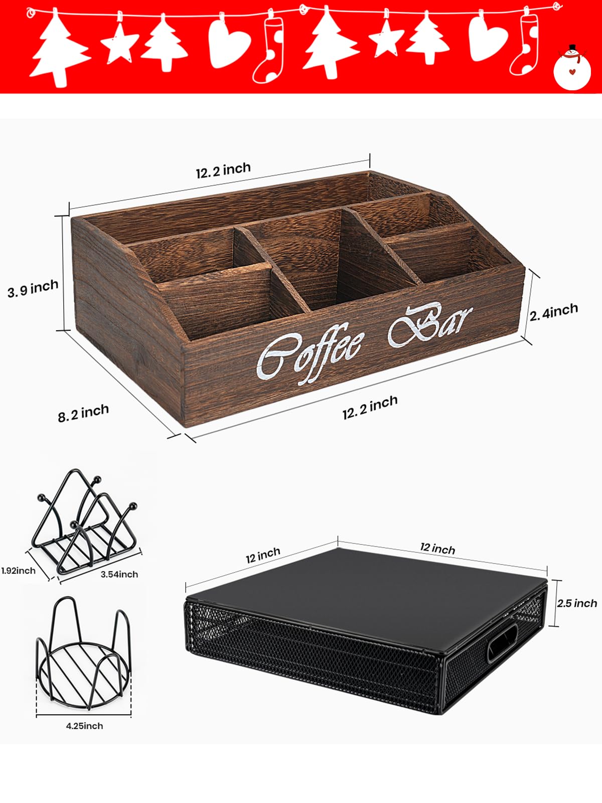 CODOGOY Coffee Bar Accessory Coffee Station Organizer, 2 in 1 Coffee Pod Drawer & Tea Bag Holder