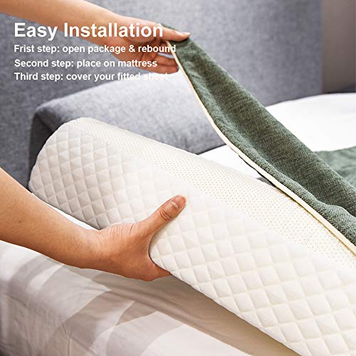 Shinnwa Bed Bumpers for Toddlers (2-Pack) Memory Foam Bed Rail for Toddlers & Adults, Safety Rail Guard for Queen, King, Full Bed, Sleep Long Pillow Pads with Non-Slip Bottom & Machine Washable Cover