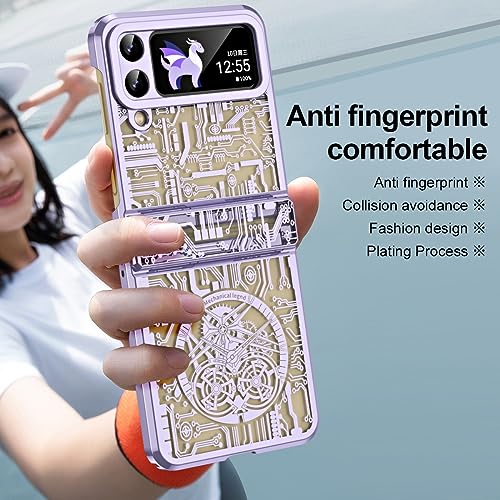 phone case Slim Case Compatible with Samsung Galaxy Z Flip 3 with Hinge+Camera Lens Protector,Thin Hard PC Case Fashion Protective Case for Galaxy Z Flip 3 Rugged Electroplating Cover phone cover ( Co