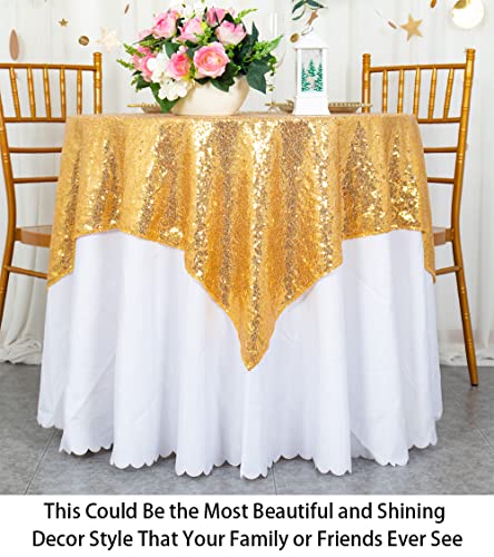 ShinyBeauty Sequin Tablecloth-Gold Sequin Table Overlay and Sequin Tablecloth/Linen for Wedding/Party/Event/Decoration-Gold (36inx36in) (Gold)