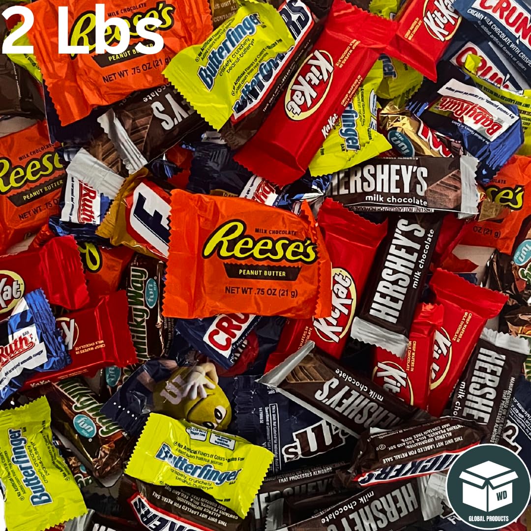 Bulk Candy - Fun Size Assorted Candy Variety Pack - Candy Bulk Option with Individually Wrapped Chocolate - Chocolate Candy Variety Pack for Parties and Events - [ 2 Lbs ]