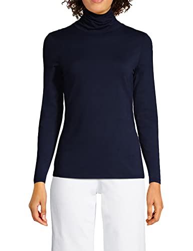 Lands' End Women LWCM Shaped Turtleneck Radiant Navy Tall Medium