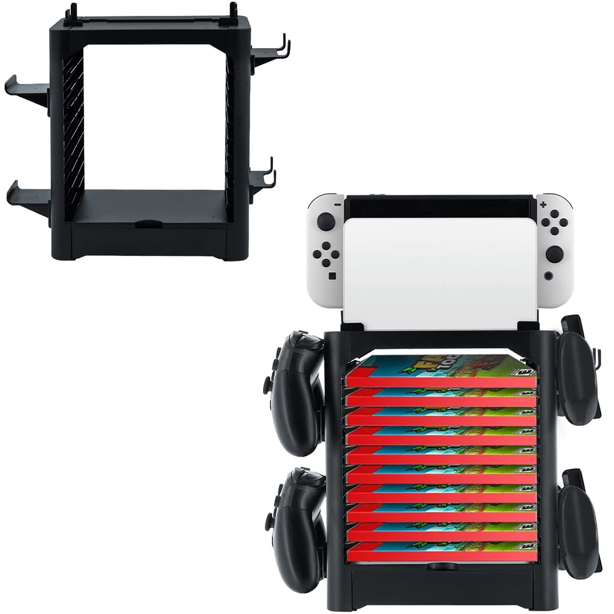 Brandtrendy Nintendo Switch Game Holder Game Disk Rack and Controller Organizer Compatible with Nintendo Switch and Accessories Video Games - Game Storage Tower for Nintendo Switch