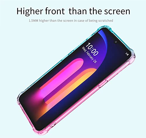 OEURVQO for LG V60 ThinQ 5G Case Clear Cute Gradient Colorful Design Slim Phone Case Soft TPU Cover Shockproof Bumper Anti-Scratch Protective for LG V60 ThinQ (Pink Green)