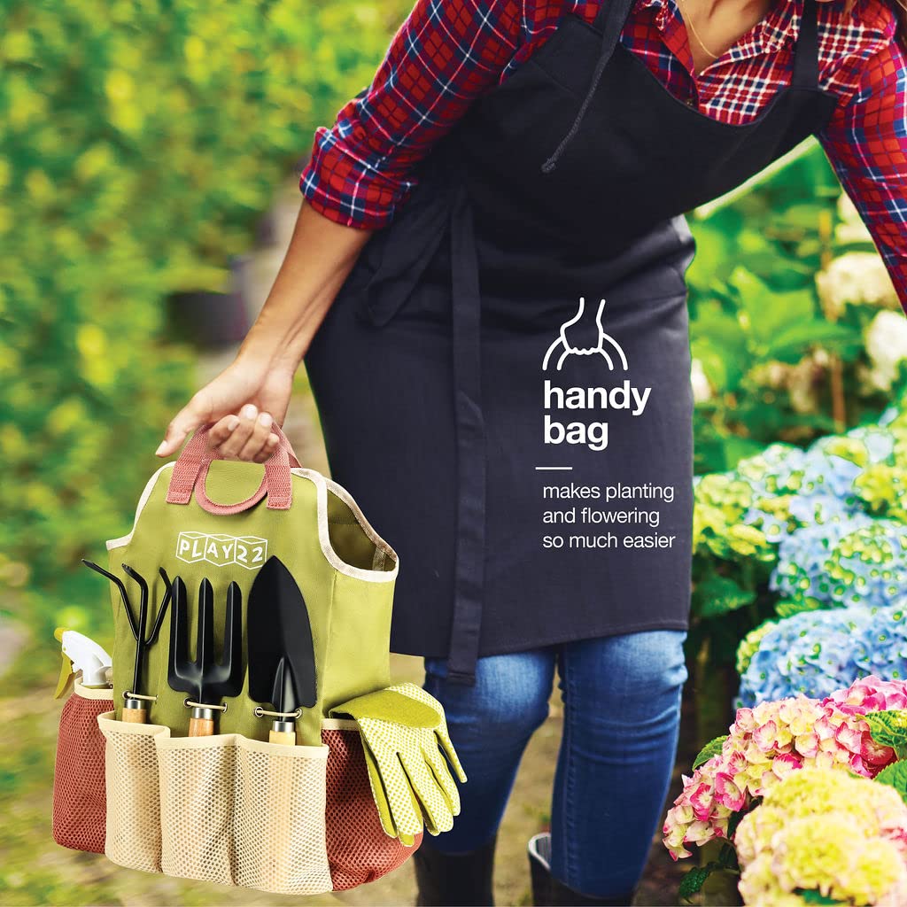 Complete Garden Tool Kit Comes With Bag & Gloves,Garden Tool Set with Spray-Bottle Indoors & Outdoors - Durable Garden Tools Set Ideal Tool Kit Gifts for Women & Men, Set of 10