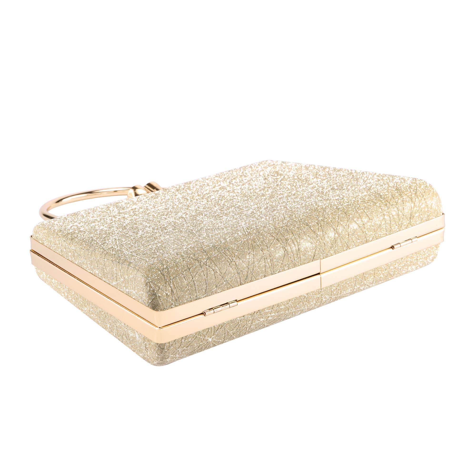 CHIC DIARY Crystal Clutch Purse for Women Top Handle Rhinestones Evening Bag for Party Prom Crossbody Shoulder Handbag (Gold)