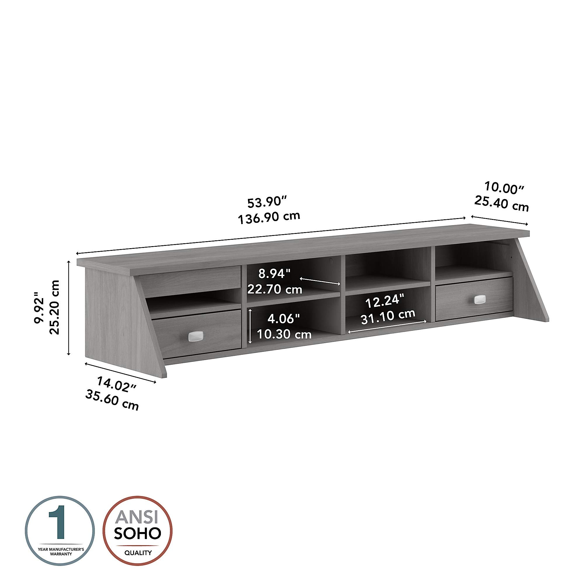 Bush Furniture Broadview Desktop Organizer, Modern Gray