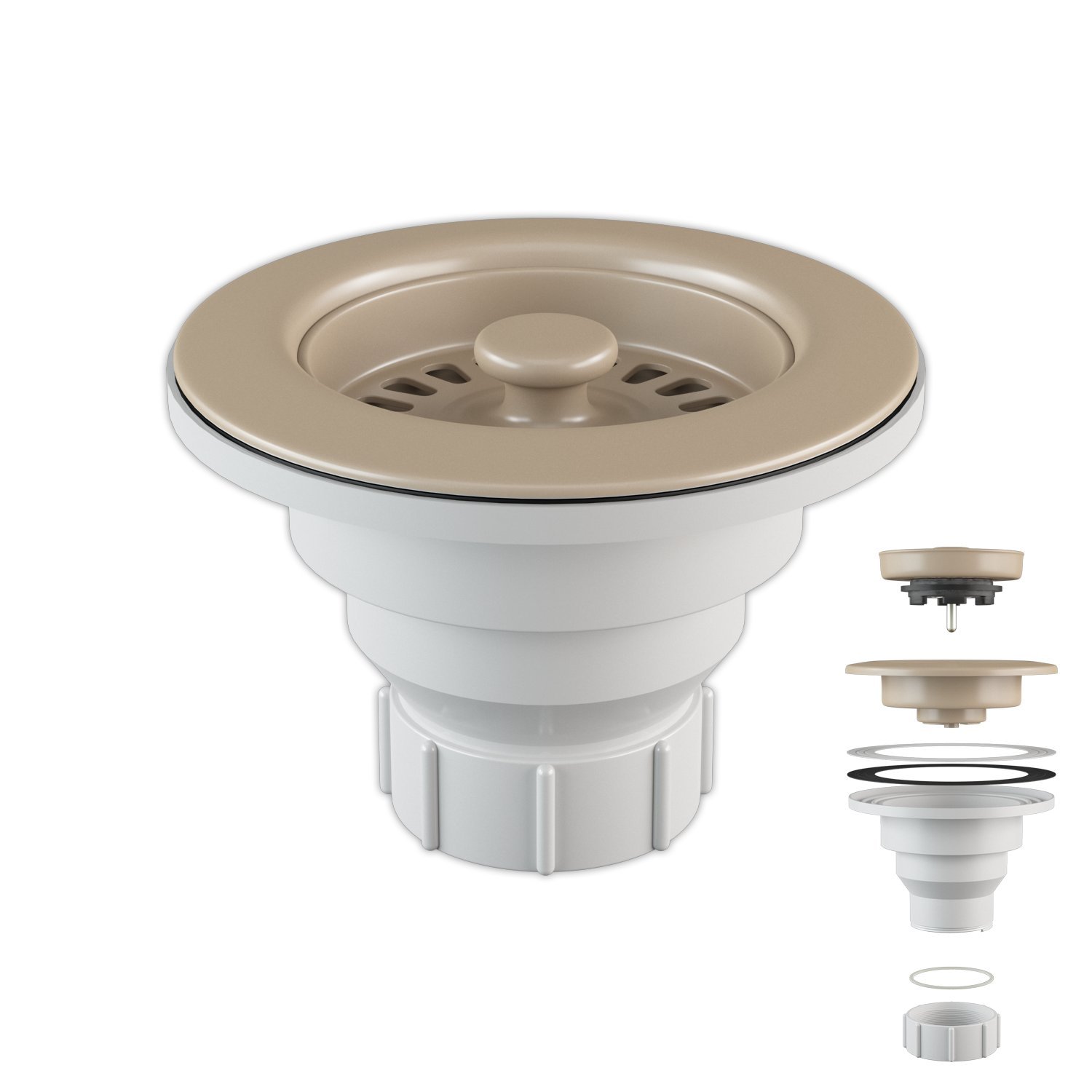 Lexicon Kitchen Sink Color Matched Strainer with Beige Finish, Fits 3.5 Inch Drain Hole LG-SB-B