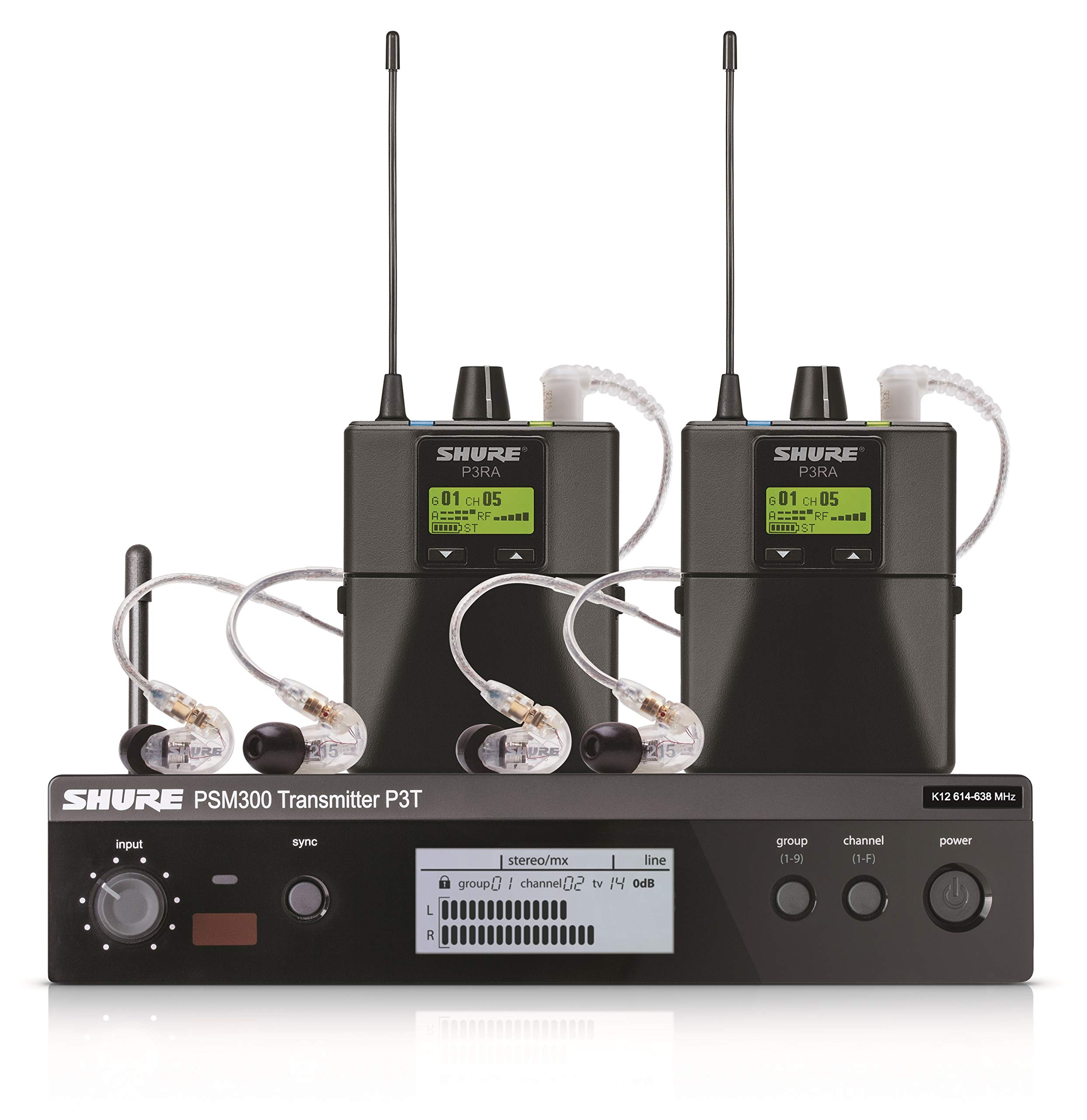 Shure PSM300 P3TRA215TWP Pro Wireless in-Ear Personal Monitor System with SE215-CL Earphones, Twinpack - H20 Band
