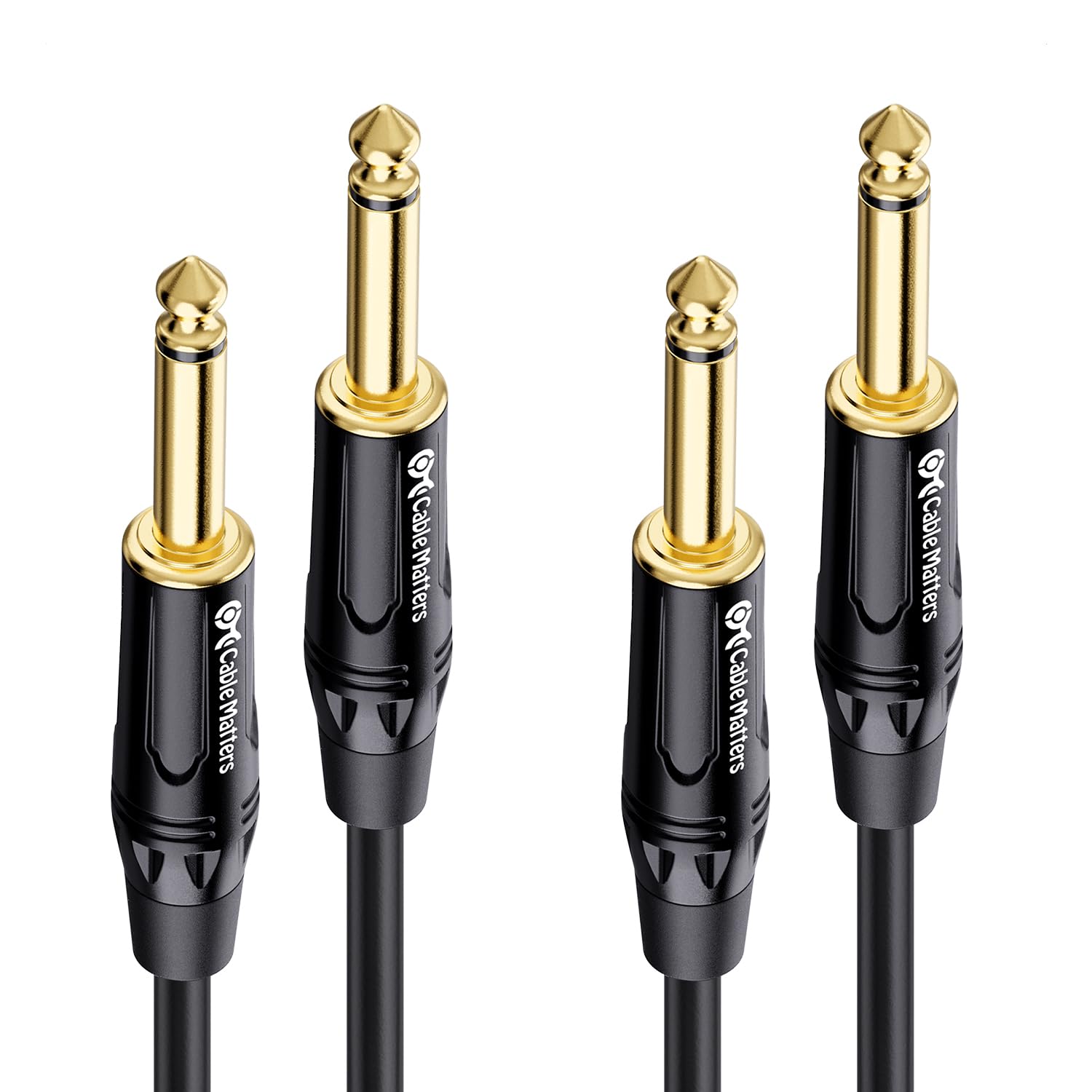Cable Matters 2-Pack 1/4 Inch TS to TS Electric Guitar Cable 6 Feet - Guitar Cord/Guitar Amp Cord/Instrument Cable for Electric Guitar, Mandolin, Bass AMP, Keyboard, Mixer, Equalizer