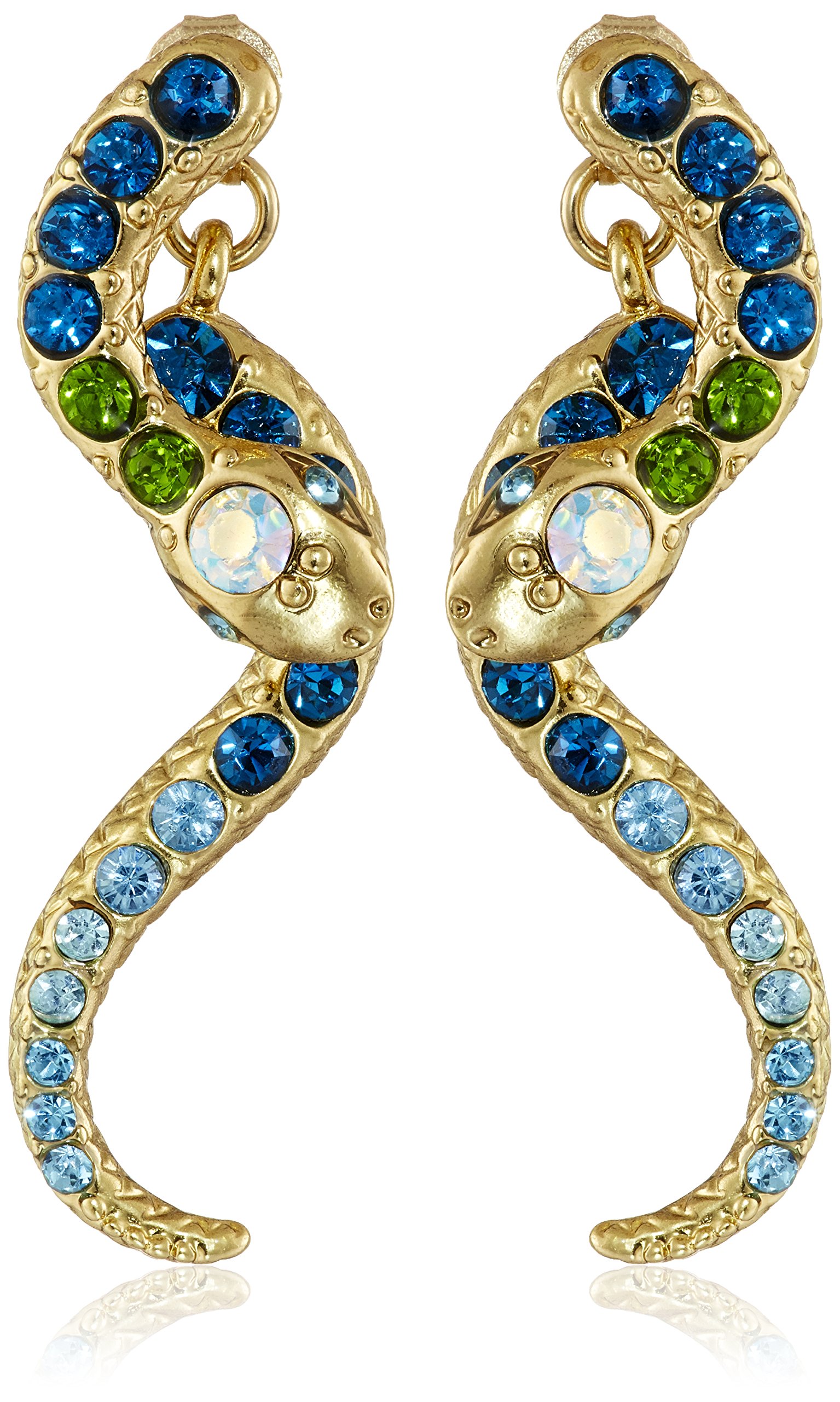 Betsey Johnson Pave Crystal Snake Front & Back Linear Earrings