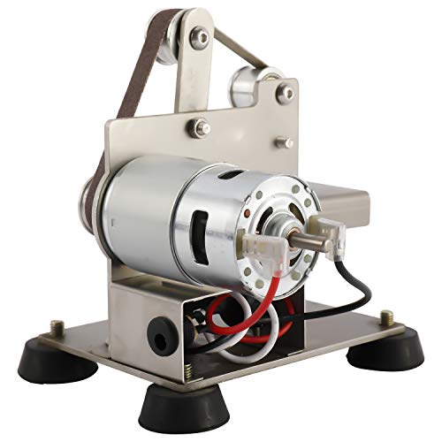 DIY Mini Electric Belt Sander Multifunctional Grinding Machine, Electric Knife Apex Edge Sharpener, Small DIY Polishing Machine with 10 pcs Sand Belts