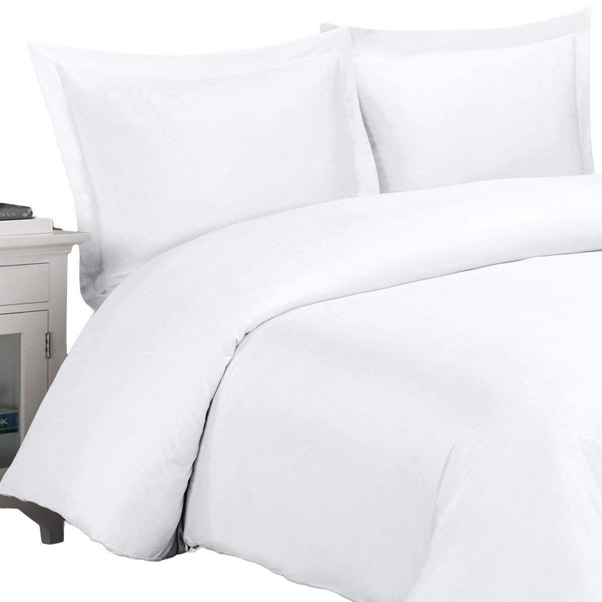 Full/Queen White Silky Soft 100% Luxury Viscose Made from Bamboo, Duvet Covers 100% Viscose from Bamboo Duvet Cover Sets
