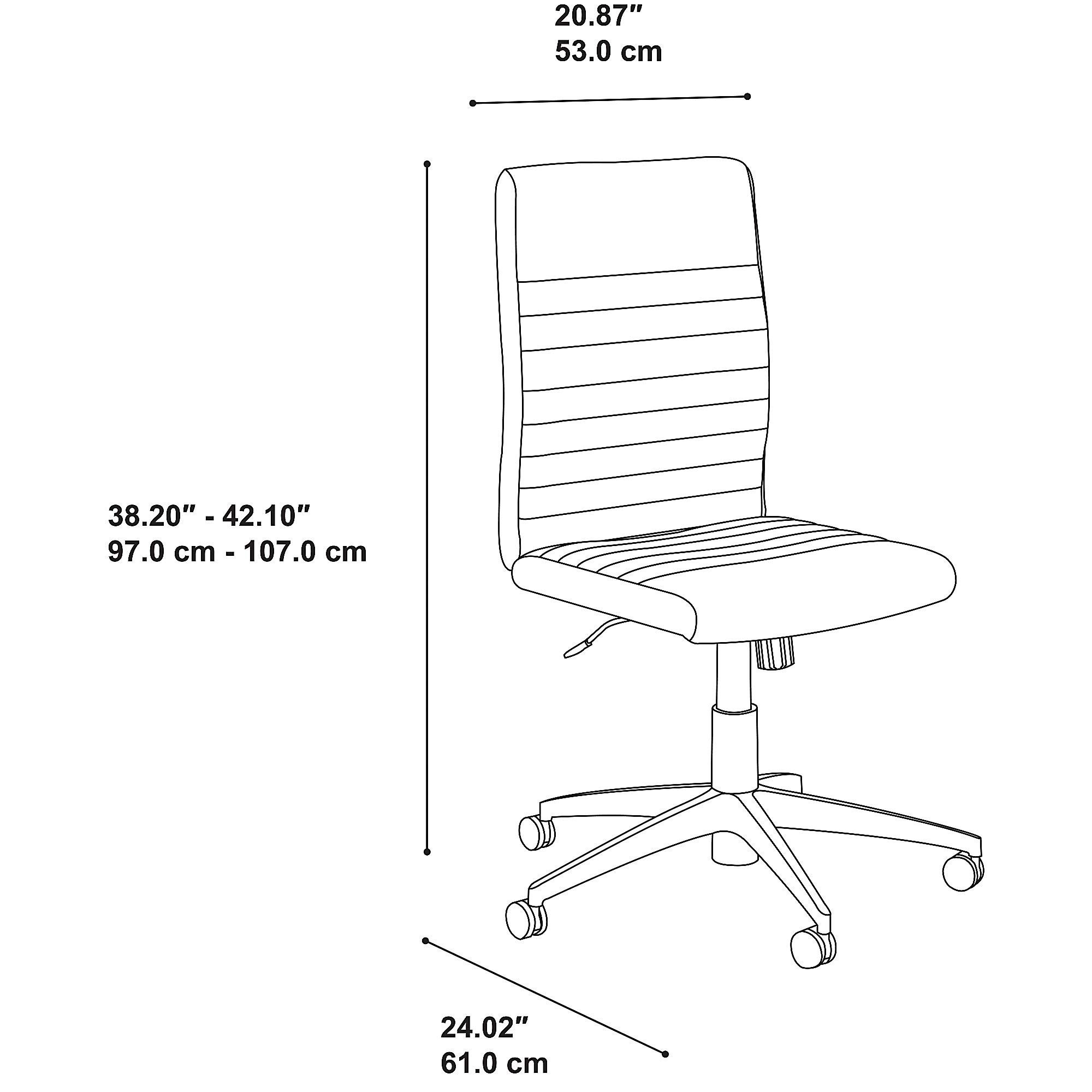 Bush Furniture Refinery Mid Back Ribbed Leather Office Chair in Washed Gray