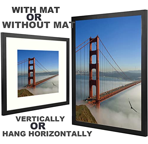 Picture Frames 8x10 Picture Frame Set of 2,Display Pictures 5x7 with Mat or 8x10 Without Mat Real Glass and Composite Wood for Wall or Tabletop Display Pre-Installed Wall Mounting Hardware,Black