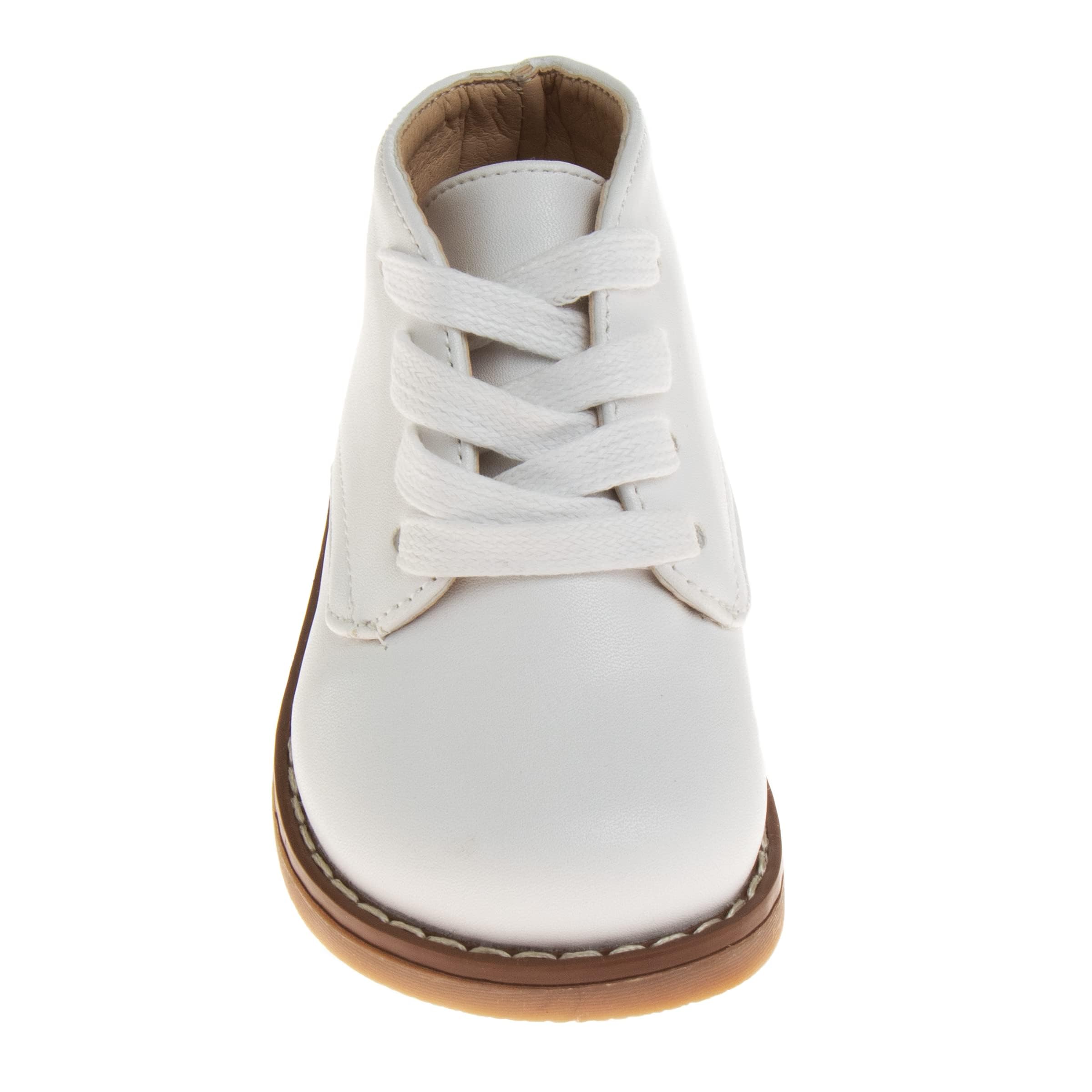 Josmo Baby Boys Girls Unisex Walking Shoes First Step Walker - Lightweight Synthetic Dress Boots Non-Slip Bottom High top - White (Size 4 Infant)