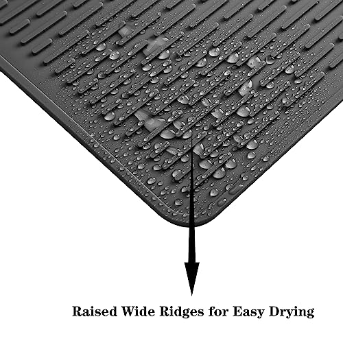 Piduules Eco-friendly Silicone Dish Drying Mat Large Reusable Non-slipping and Heat Resistant Dish Quick Drying Pad, Dishwasher Safe Dishwasher Safe, Black S 11.8"x7.8"
