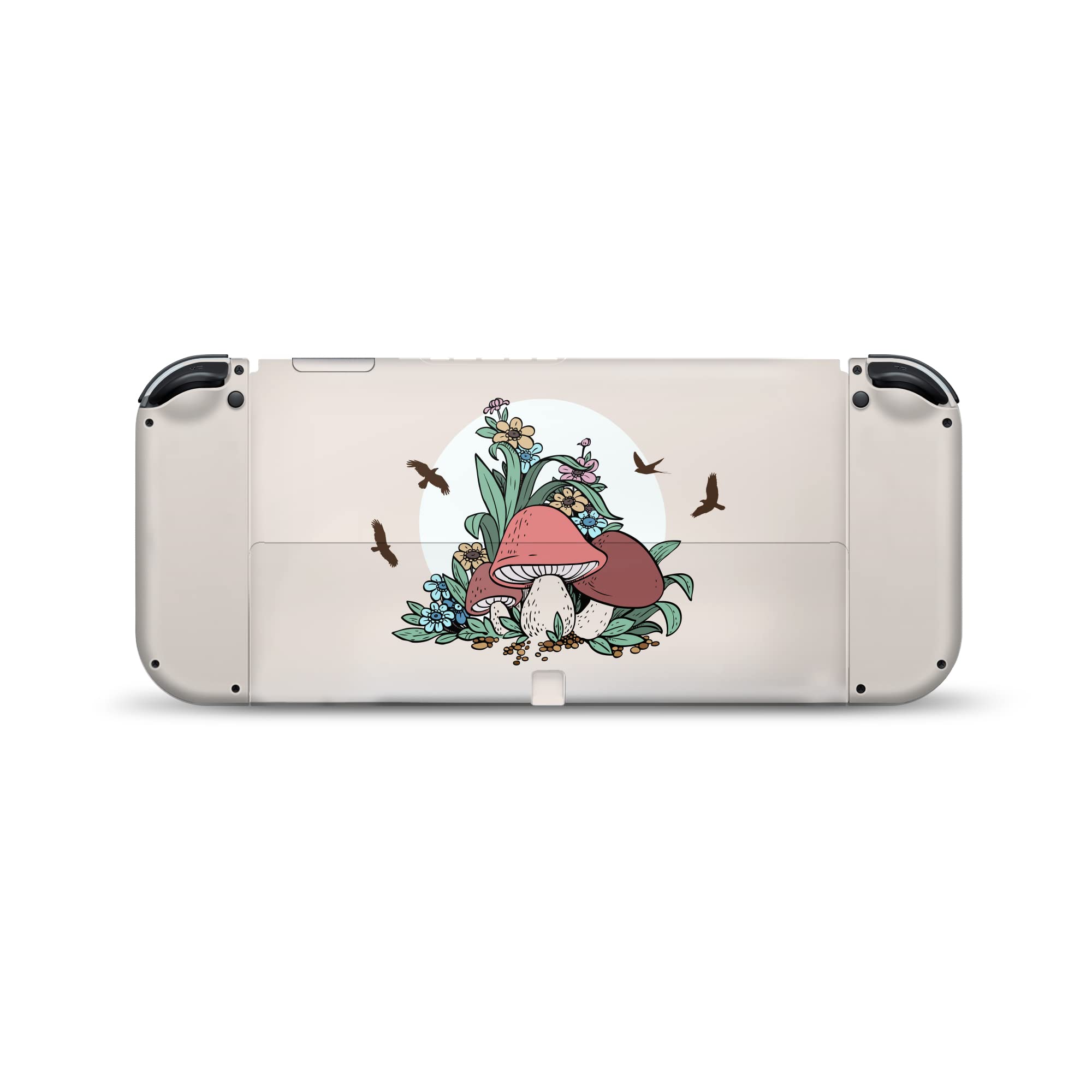 Tacky Design Mushroom Skin Compatible with Nintendo Switch OLED Skin Wrap Cover, Kawaii Beige Skin for Nintendo Switch OLED Stickers, Premium Vinyl 3M Full Wrap Decal