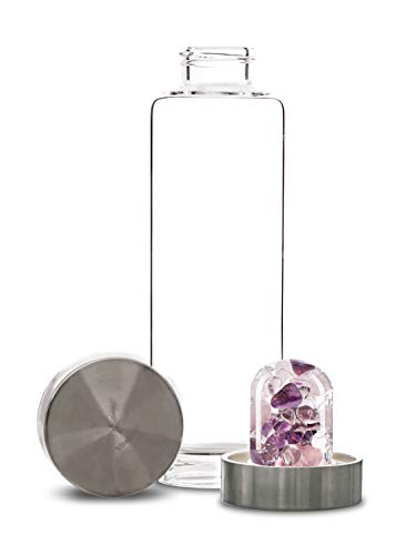 VitaJuwel ViA WELLNESS - Crystal Water Bottle with Amethyst, Rose Quartz & Clear Quartz