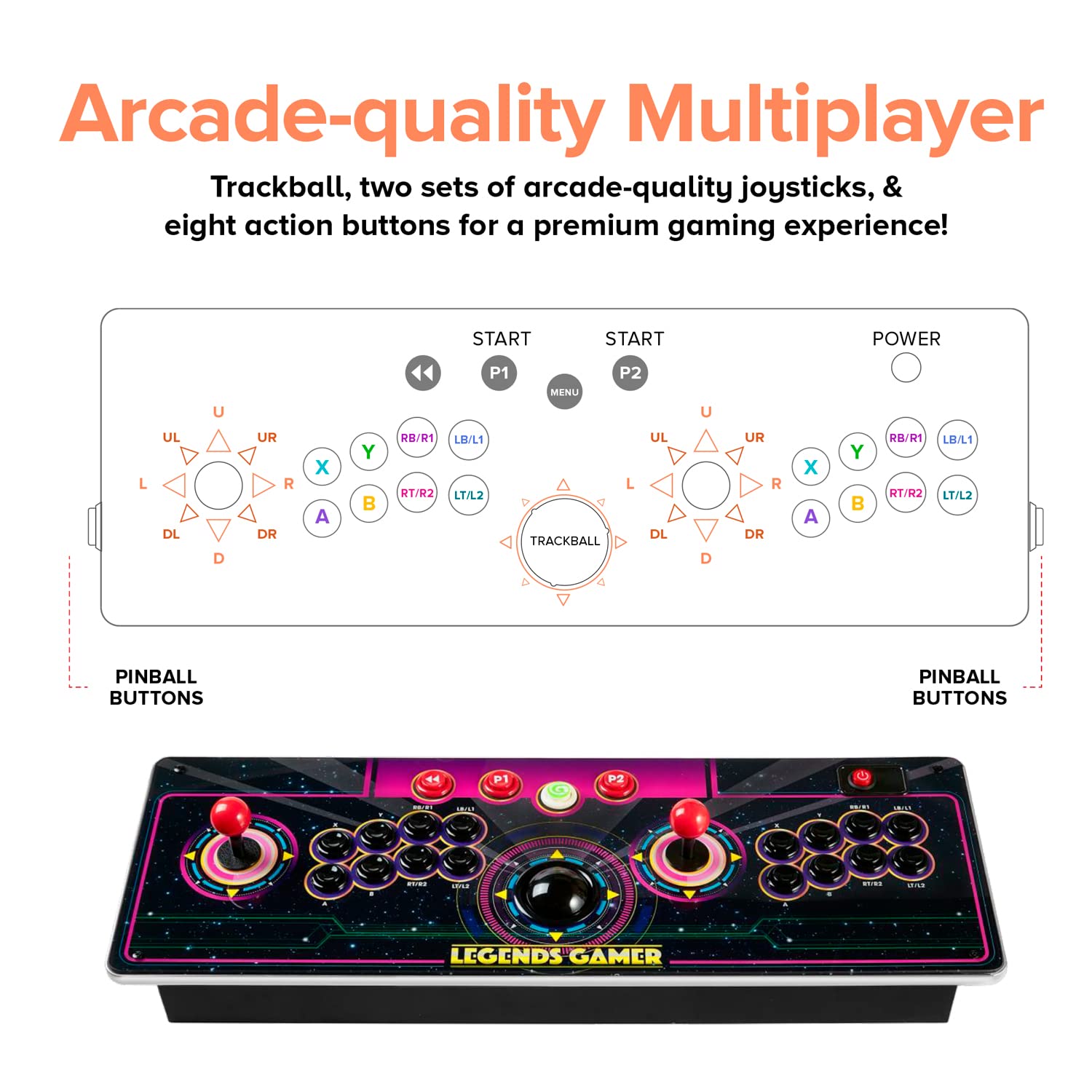 Legends Gamer Pro, Deluxe Table Top Arcade Game Machine, Home Arcade, Classic Retro Video Games, 150 Licensed Arcade & Games, Includes Action Fighting Puzzle Sports & More, WiFi Connectivity
