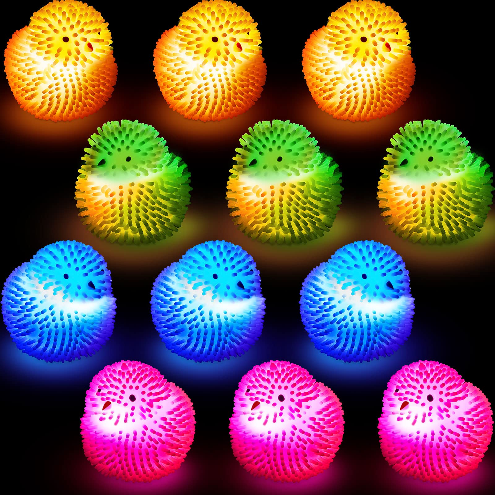 Chivao 12 Pack Halloween LED Puffer Ball Ducks Chicken Glow in The Dark Balls Small Light up Ball Funky Flashing Ducks Bathtub, Assorted Colors(Duck)