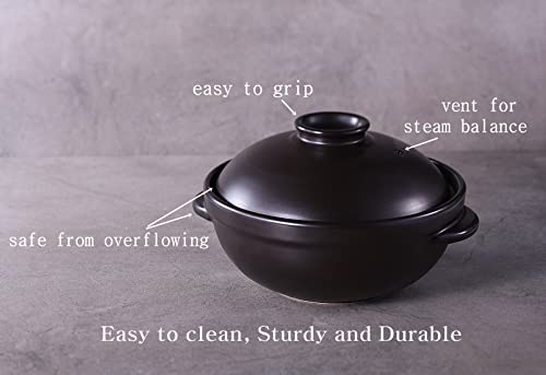 GREATUS Korean Dojagi R Pot/Premium Korean Stone Pot with lid Stone Bowl Ttukbaegi Dolsot (Large)