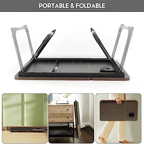 Laptop Desk for Bed, Bed Table for Laptop, Laptop Stand for Desk, Folding Laptop Lap Desk with 5 Adjustable Angles, Bed Tray with Cup Holder, TV Tray Table for Eating Reading Working on Bed Couch Sofa