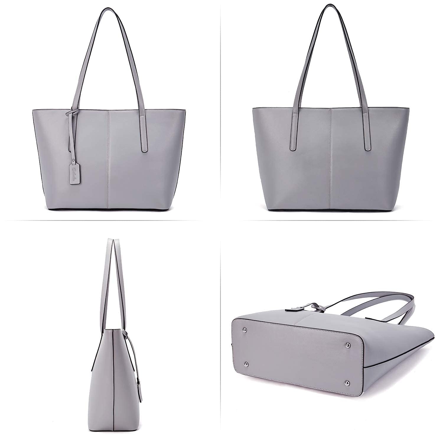 BOSTANTEN Women Handbag Genuine Leather Tote Shoulder Purses Bundle with Leather Wallets for Women RFID Blocking Zip Around Credit Card Holder