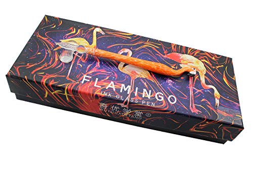 XIAOYU 8 Pcs Handmade Glass Dip Pen Calligraphy Pens Set High Borosilicate Glass Signature Pen with Ink(15ML) - Orange