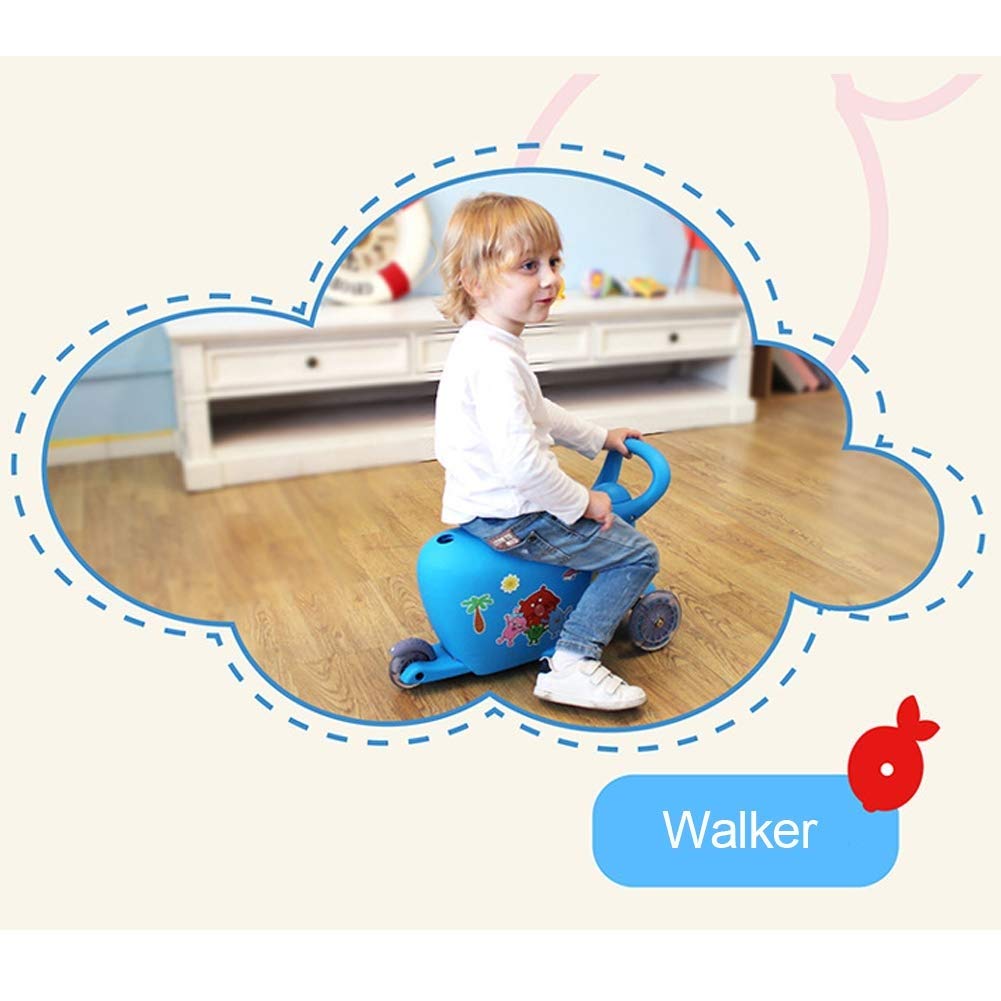 ygqtbc 3 in 1 Scooter for Kids 3 Wheel Kick Scooter with Removable Seat, with Toys Storage Basket, Adjustable Handle, Widened Wheels for Children 1-10 Years Old ( Color : Blue )