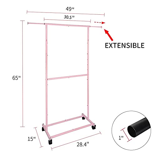 Fishat Pink Simple Garment Rack & Laundry Hamper Butler Cart Basket