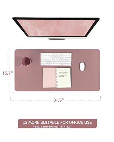 Non-Slip Desk Pad,Mouse Pad,Waterproof PVC Leather Desk Table Protector,Ultra Thin Large Desk Blotter, Easy Clean Laptop Desk Writing Mat for Office Work/Home/Decor(Dark Pink, 31.5" x 15.7")