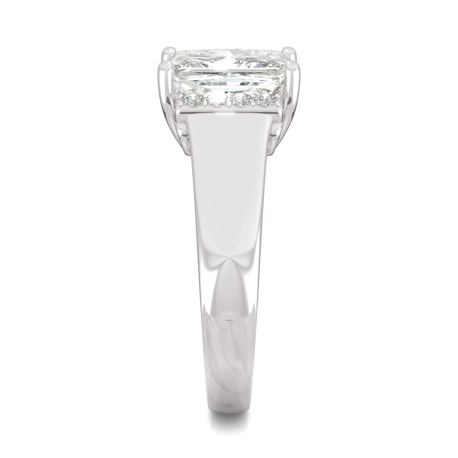 Charles & Colvard Created Moissanite 8.5mm Princess Cut Fashion Ring for Women | 3.72 cttw DEW | Lab Grown | Solid 14K White Gold with Rhodium | Size 7
