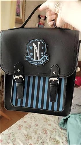HIQUAY Wednesday Backpack Gothic Academy Aesthetic Backpack For Teens Y2K Preppy Backpack Addams (Blue stripes)