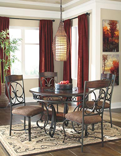 Signature Design by Ashley Glambrey Old World Dining Chair with Cushion, 4 Count,, Brown