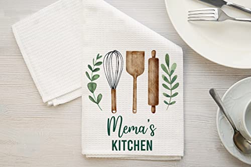 DiandDesignGift Mema's Kitchen Towel - Tea Towel Kitchen Decor - Mema's Kitchen Soft and Absorbent Kitchen Tea Towel - Decorations House Towel - Kitchen Dish Towel Mema's Birthday Gift