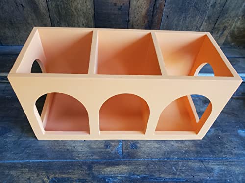 Piggies Choice Hay Feeder Natural Pine Wood Arch Guinea Pig Hay Rack with Option to Attach to Cage (Mango with Bottom)