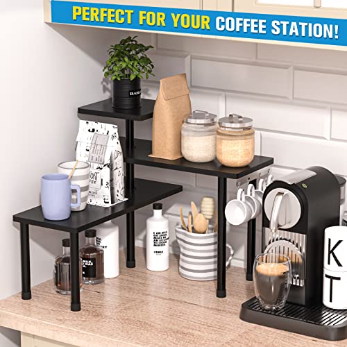 JayRex Countertop Corner Shelf, 3 Tier Moveable Organizer for Bathroom Counter, Make Up, Dresser Table, Desktop (Black)