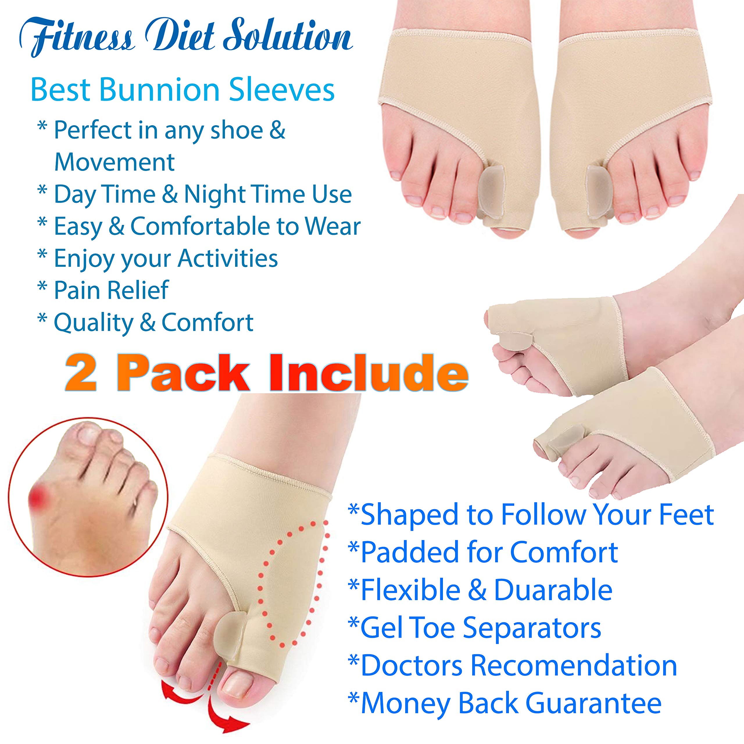 Bunion Corrector and Hallux Valgus Pain Relief Kit | Orthopedic Big Toe Straightener | Adjustable Splint Protective Sleeves | Toe Separator Spacer, Splint Correction Aid for Women,Men - 11 Pack