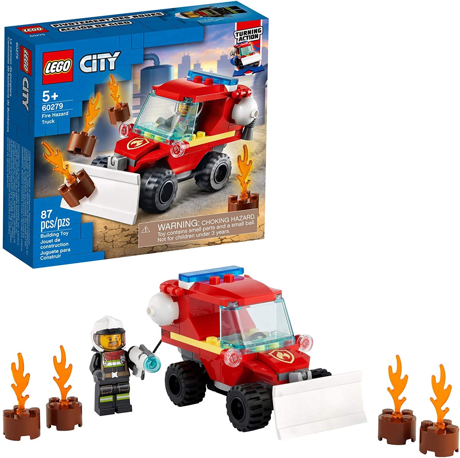 LEGO City Fire Hazard Truck 60279 Building Kit; Firefighter Toy That Makes a Cool Building Toy for Kids, New 2021 (87 Pieces)
