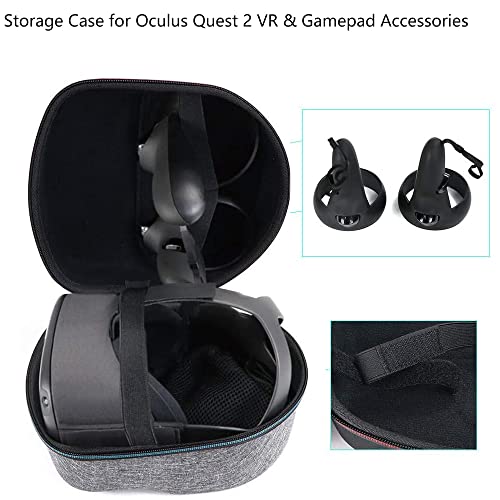 Carry Case for Oculus Quest / Oculus Quest 2 Gaming Headset and Controllers Accessories Protective | Knuckle Straps with Wrist Straps & Thumbstick Covers for Oculus Quest 2 VR