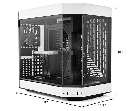 HYTE Y60 Modern Aesthetic Dual Chamber Panoramic Tempered Glass Mid-Tower ATX Computer Gaming Case with PCIE 4.0 Riser Cable Included, White (CS-HYTE-Y60-BW)