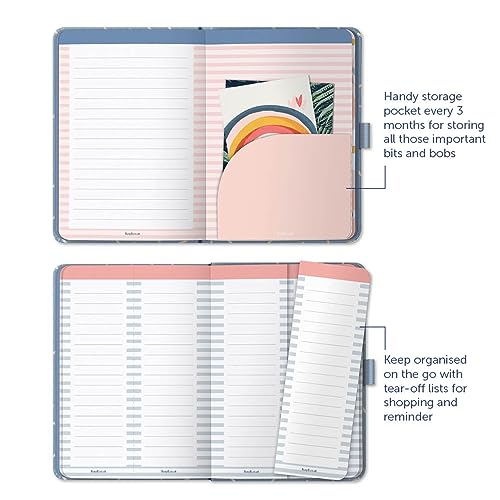Busy B A6 To Do Diary January to December 2024 - Blue Sprinkle - Faux Leather Week to View Diary with Notes, Tear-Out Lists & Pockets