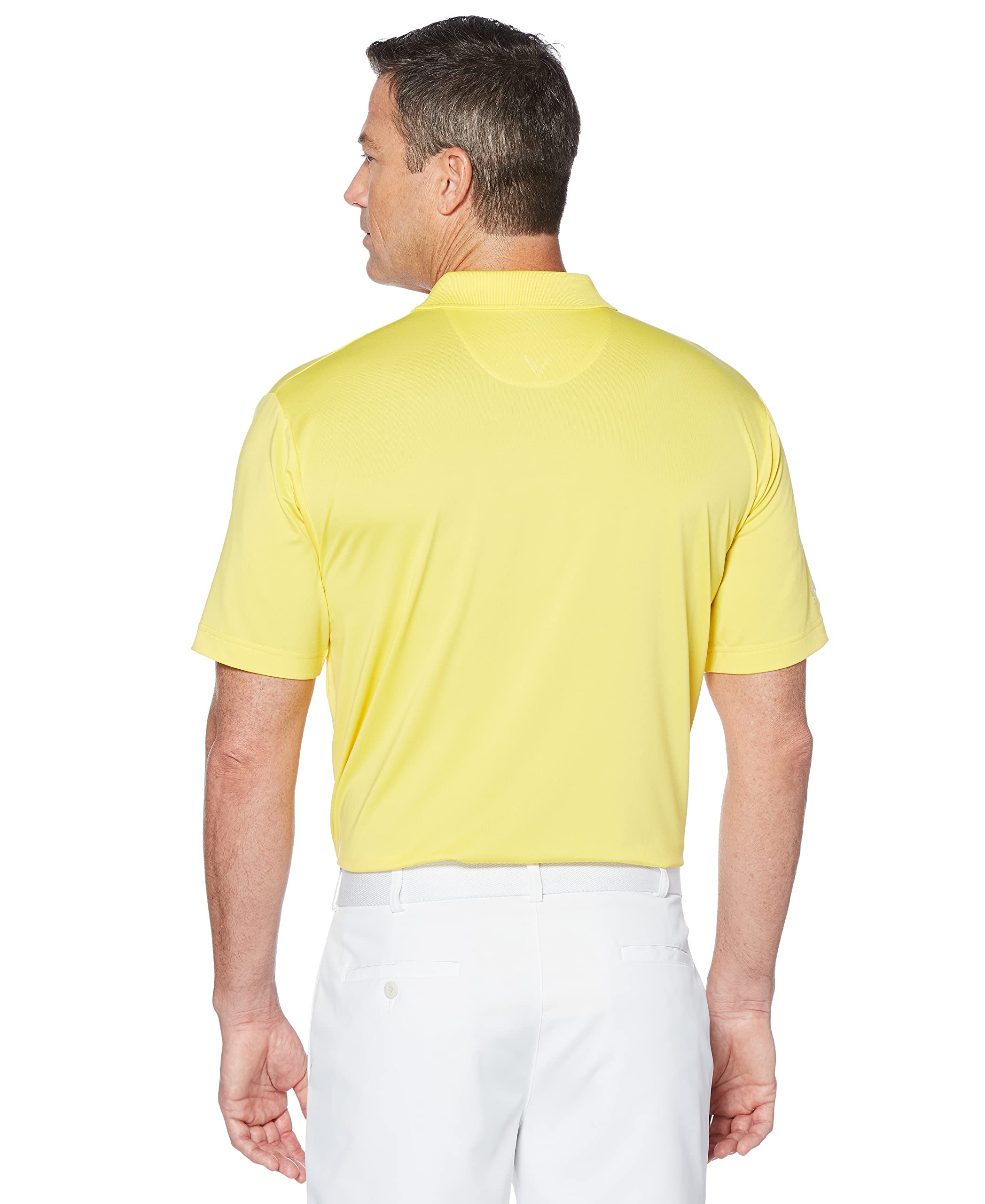 Callaway Men's Short Sleeve Opti-Dri Stretch Solid Polo, Lemon Zest, Small