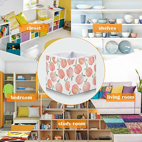 Peaches Storage Basket Storage Bin Rectangular Collapsible Closet Baskets Large Toy Box Organizer for Clothes Towels Magazineā¦