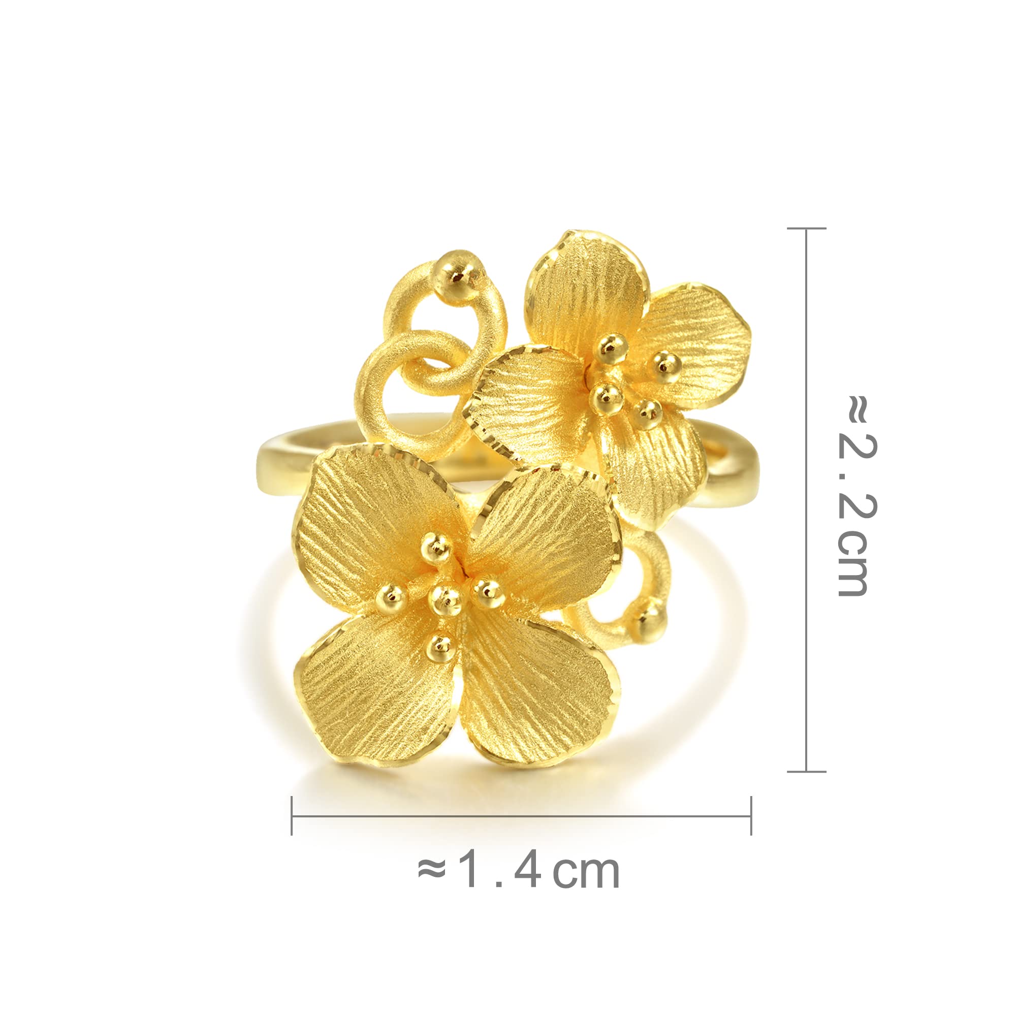 CHOW SANG SANG 999.9 24K Gold Price-by-Weight 7.86g Gold Layering Hydrangeas Ring(Size 17) for Women 86594R