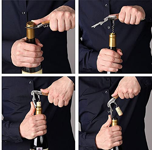 Professional Waiter Corkscrew Wine Key for Bartenders Set of 3,With Long Rosewood Handle Stainless Steel Handle Wine Opener for Bar Restaurant Waiters, Sommelier, Bartend