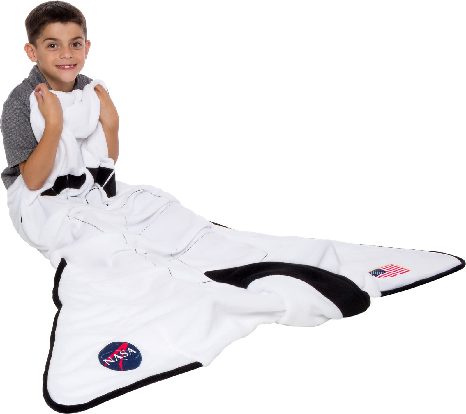 Silver Lilly Spaceship Blanket - Plush Fleece Rocket Ship Sleeping Bag Blanket for Kids