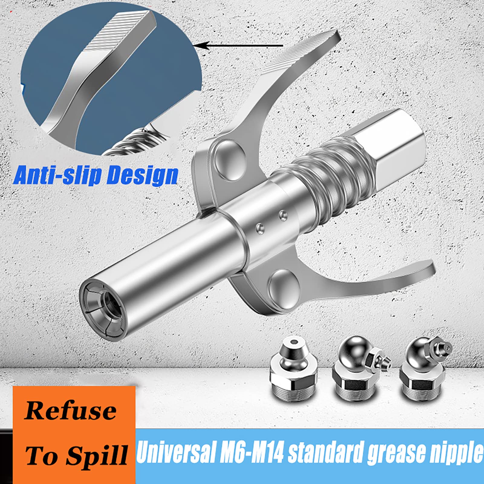 FACITE Grease Gun Coupler Grease Gun Tip Quick Lock and Release Lube Grease Gun Fittings Grease Nozzle Coupler Upgraded to 12000 Psi,Compatible with All Grease Guns 1/8" Npt